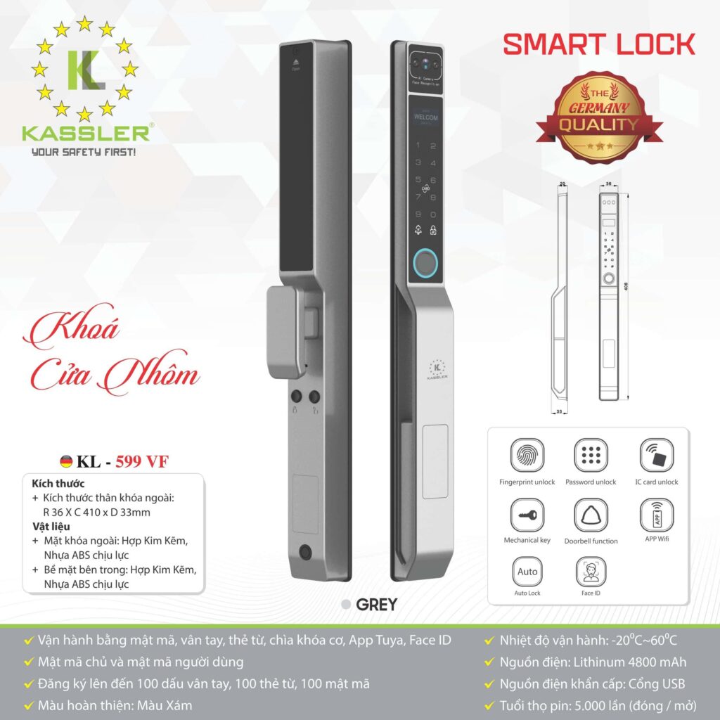 Khóa cửa nhôm Kassler KL-599 VF